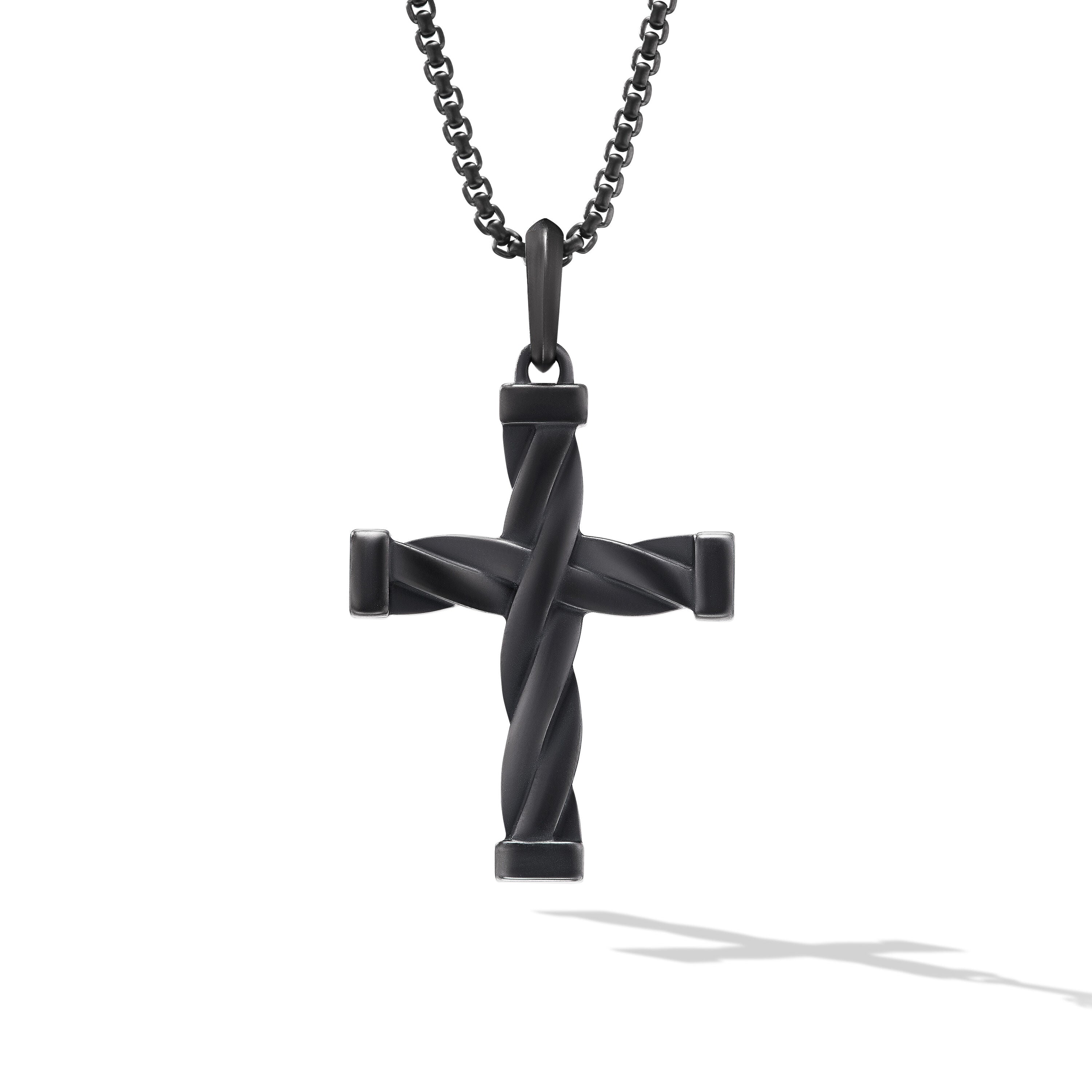 David Yurman Helios™ Cross Pendant In Black Titanium, 48mm – Brown ...