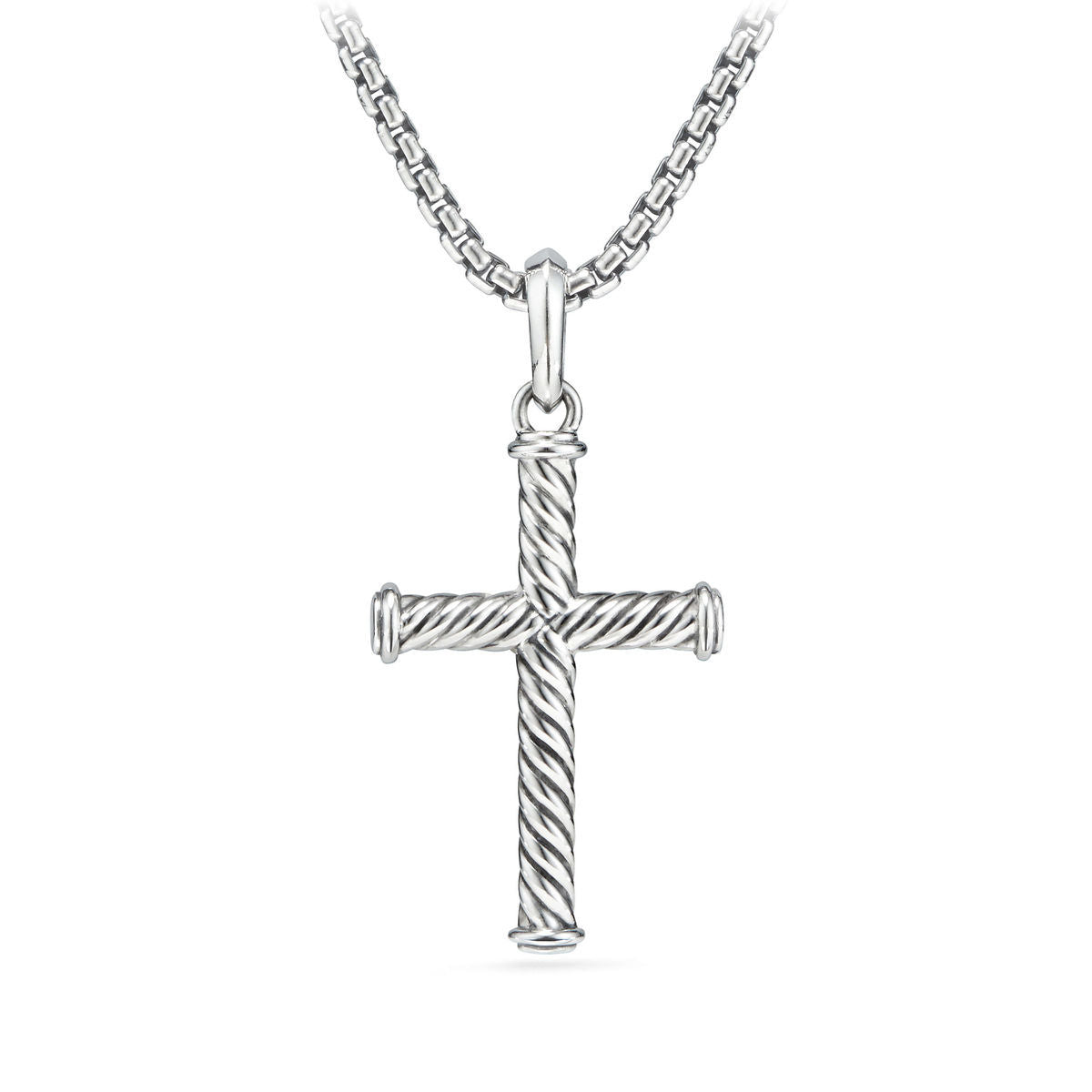 David Yurman Cable Cross Pendant In Sterling Silver, 35mm – Brown ...